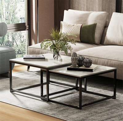 XXL Square Nesting Coffee Table Set Living Room Simple Scratchproof ...