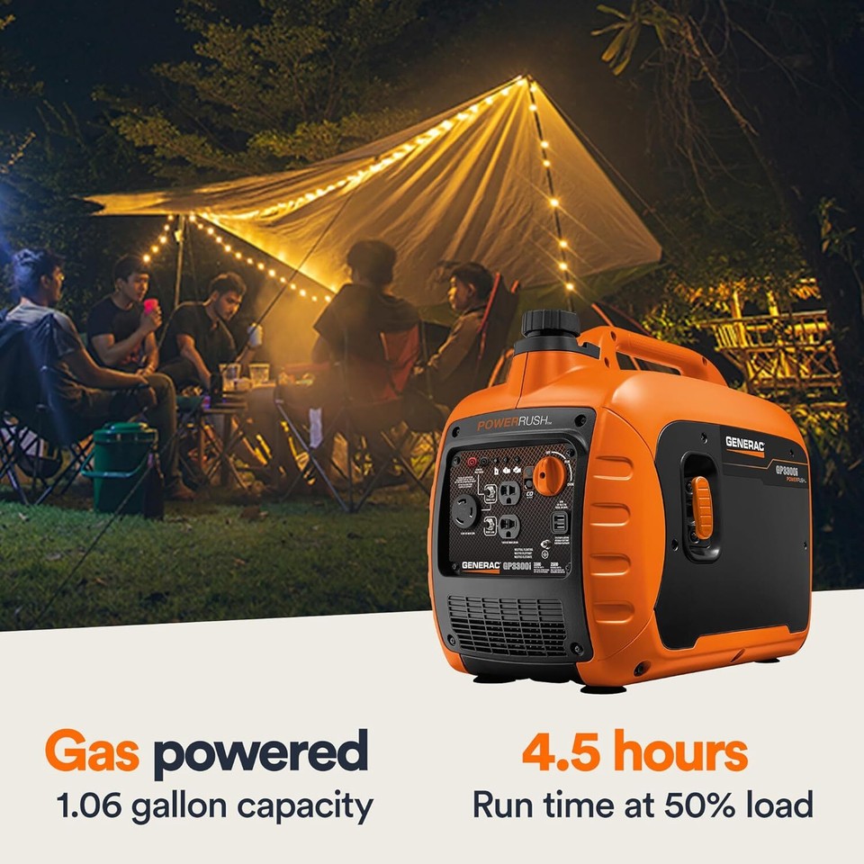 Generac 3,300-W Super Quiet Portable Gas Powered Inverter Generator w ...