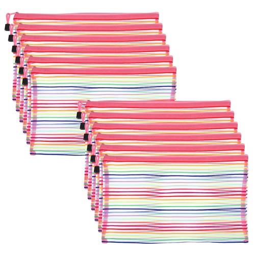 12Pcs Mesh Zipper Pouch, A4 Document Makeup Zipper Bag Travel Pouch ...
