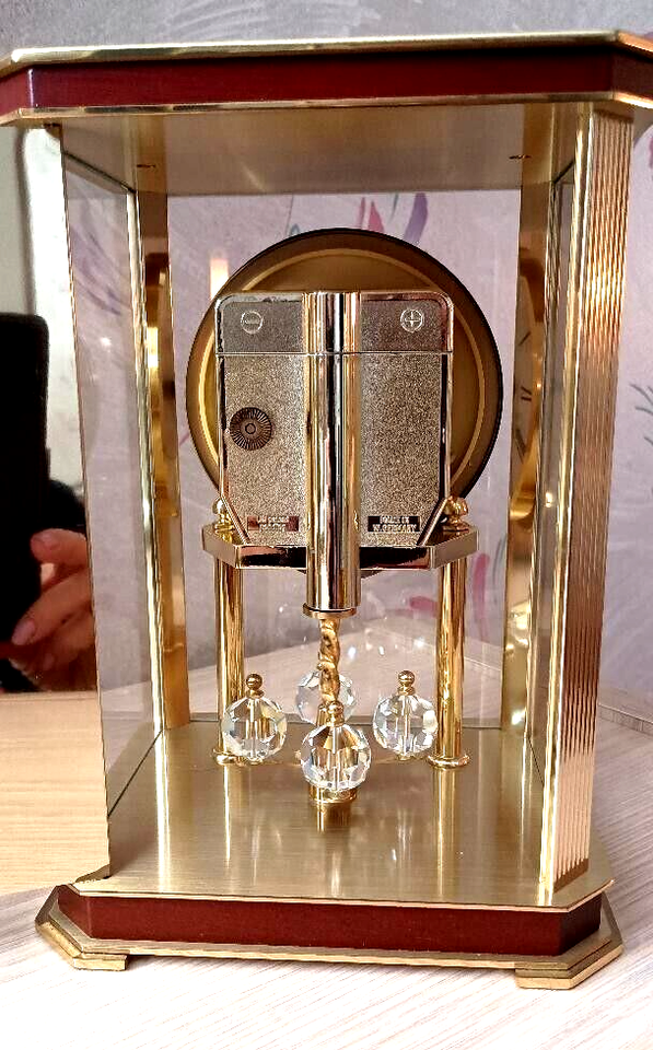 Vintage Versailles Brass Crystal Rotating Pendulum Quartz Desk Mantel ...