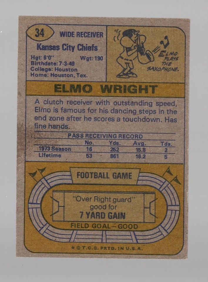 1974 Topps #34 Elmo Wright VG/Ex | eBay