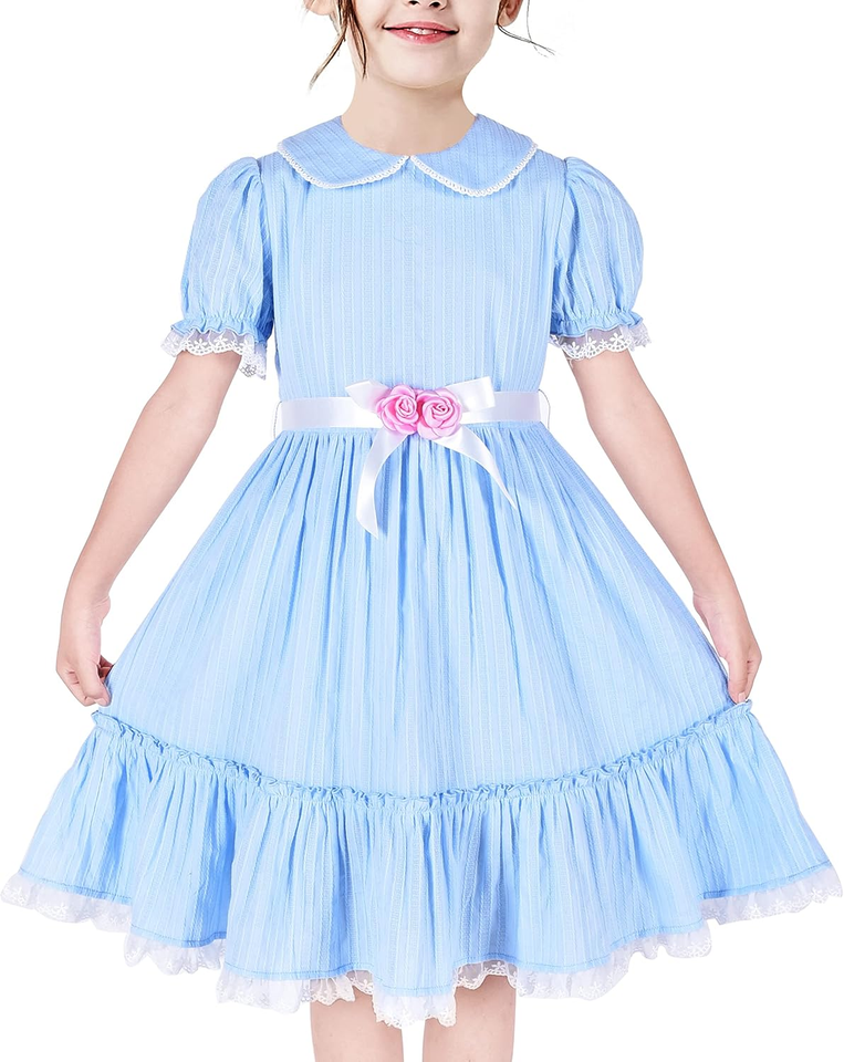 Girls Dress Blue Collar Pink Flower Scary Horror Twins Halloween Size 6 ...