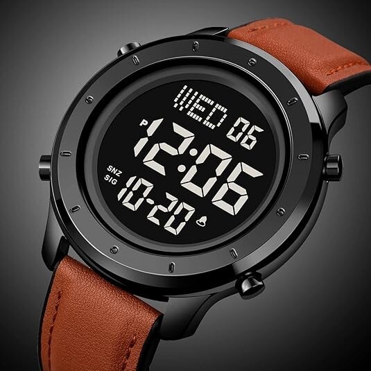 Mens Leather Watch for Men Digital Watch Men's Wrist Watches LED ...