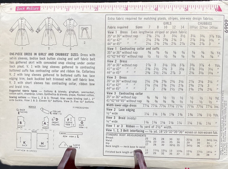 1965 Simplicity 6069 Pattern One Piece Girls Dress Size 7 UNCUT | eBay