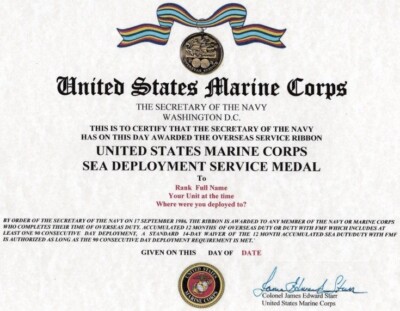 United States Marine Corps Sea Deployment Service Medal | eBay