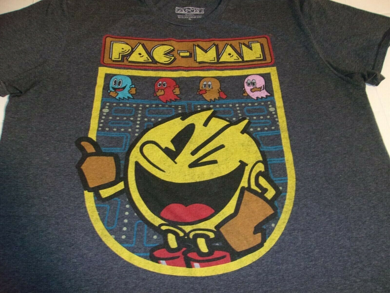 Pac-Man and Ghosts 80's Graphic Video Game Gray T-Shi… - Gem