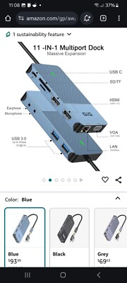 USB Docking Station GIQ USB C hub USB 3.0 to Dual HDMI VGA Adapter ...