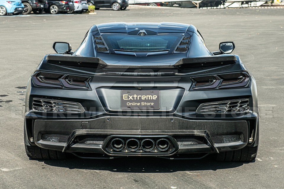 For 23-Up Corvette C8 Z06 CARBON FIBER Rear Wing Wicker Bill Extension ...