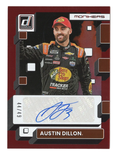 Austin Dillon 2023 Donruss Racing MONIKERS AUTOGRAPH Red Parallel ...