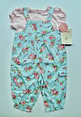 NWT Vintage Carter's 2 pc Baby Girl Outfit GARDEN PARTY Overall Set NEW ...