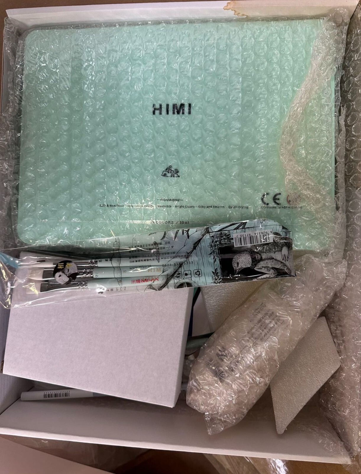 HIMI Gouache Paint Set, 24 Colors X 30Ml Unique Jelly Cup Design with 3 ...