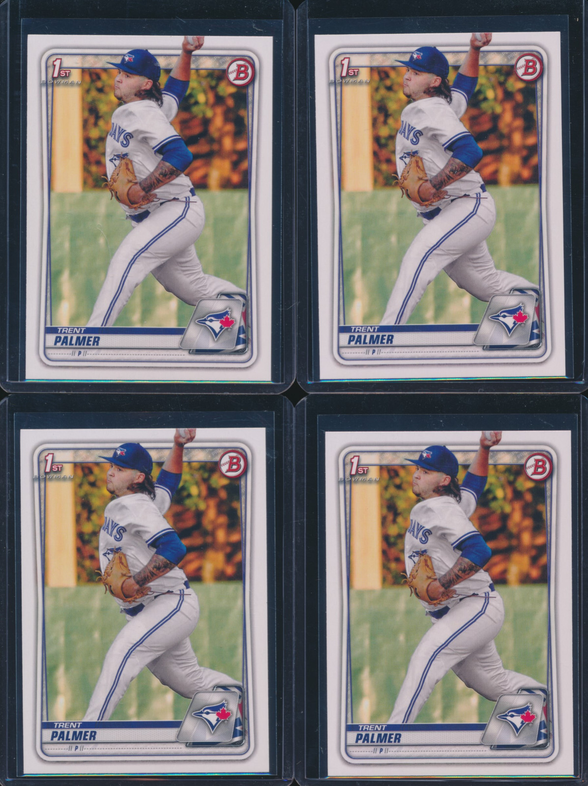 Lot of (4) TRENT PALMER 1st 2020 Bowman Draft Paper BLUE JAYS Rookie RC ...