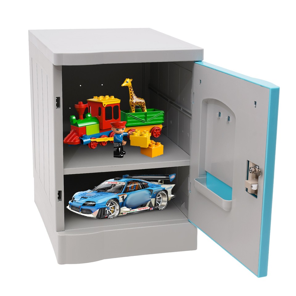 19" ABS Storage Cabinet Locker Toy Box Lockable Sports Gym Holder Case ...