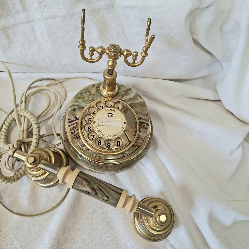 1970'S Vintage real onyx & brass Astrel telephone Rotary dial | eBay UK