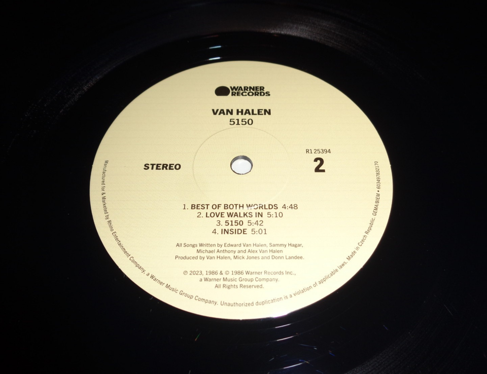 Van Halen 5150 Vinyl 2023 Remastered from Collection II Box Set Sammy ...