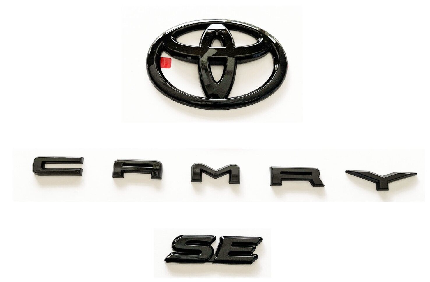NEW 3PS 2018-2023 TOYOTA CAMRY SE Gloss Black EMBLEM OVERLAY KIT PT948 ...