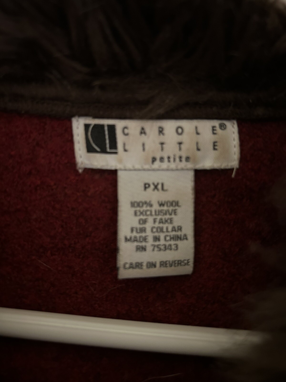 Carole Little 100% Wool Burgundy Sweater Cardigan Wit… - Gem
