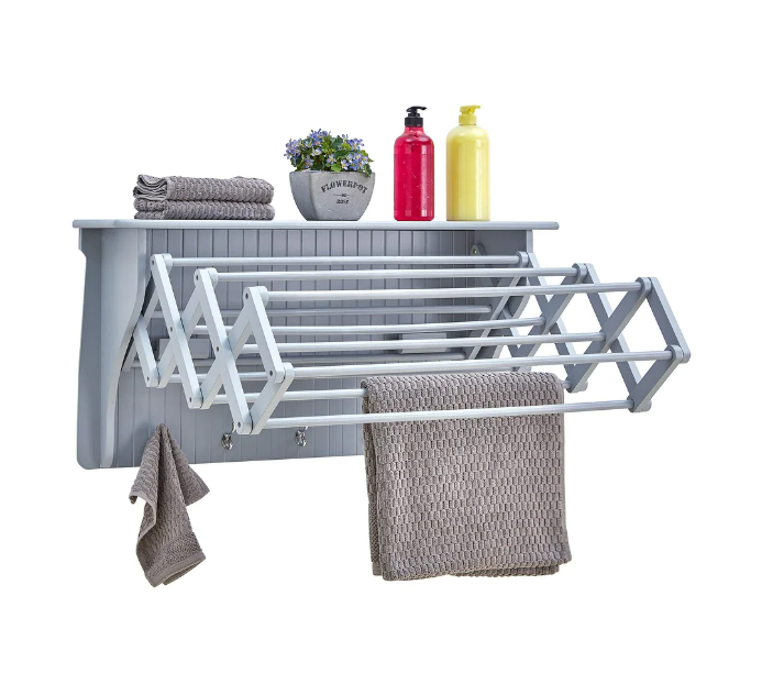 Drying Accordion Rack Cloth Retractable Wall Mounted Laundry ...