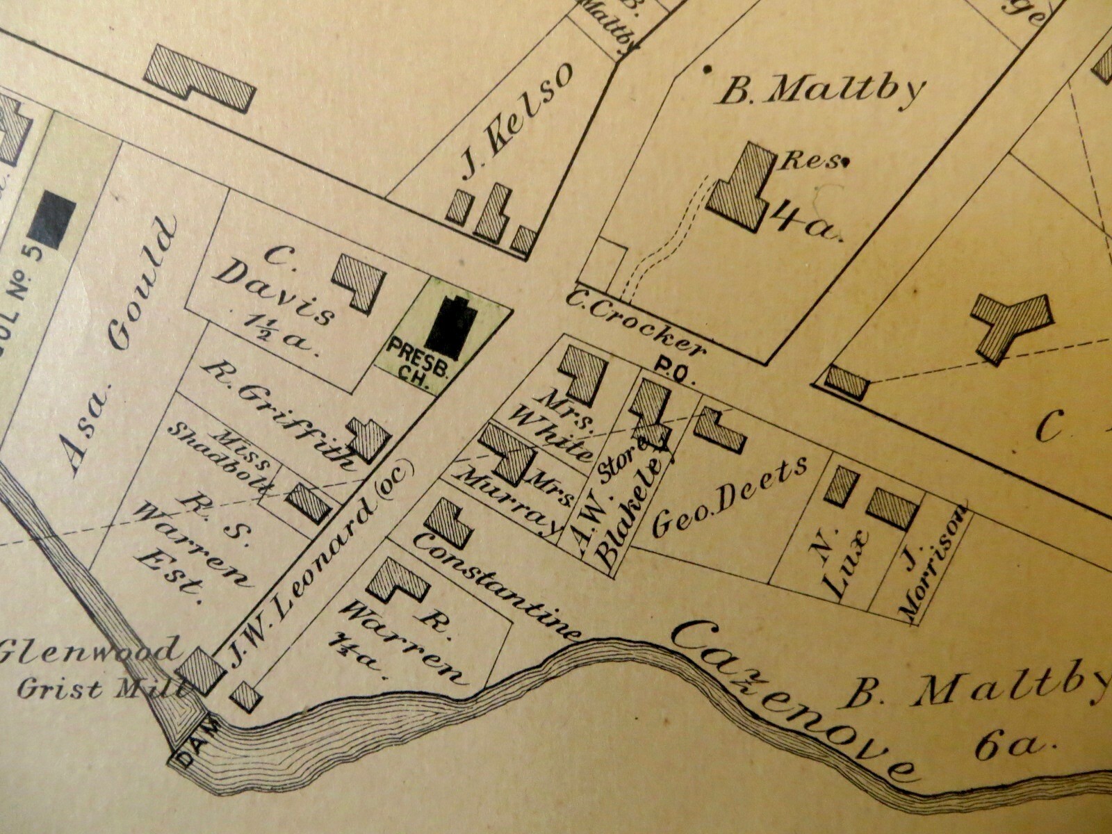 Antique Map Glenwood Colden Township, NY 1875 w/ Property Names / NY ...