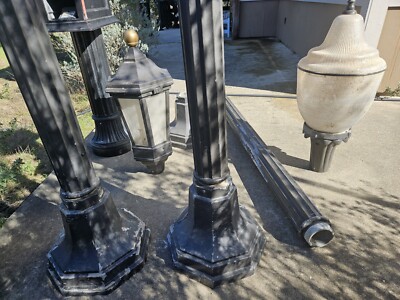 1 Vintage Fluted Victorian Street Light Pole 16’ Tall Cast Aluminum ...