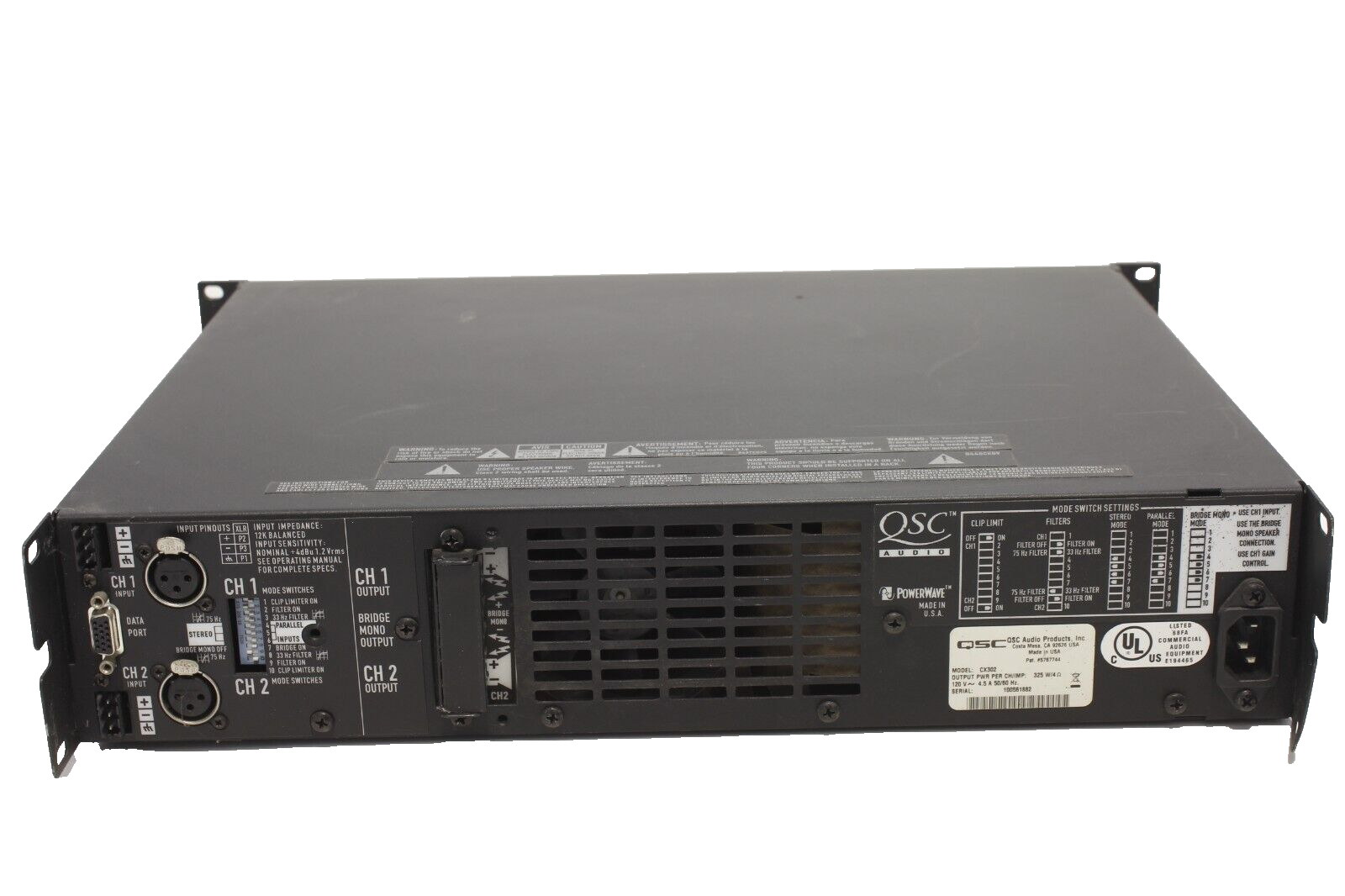 QSC CX302 Direct 70V 2-Channel 200W Professional Power Amplifier Rack ...