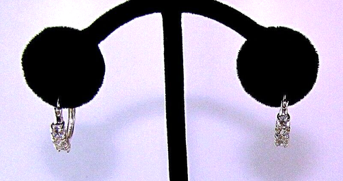 Hoop Earrings Sterling Silver Three Quartz Crystal Round Stones | eBay