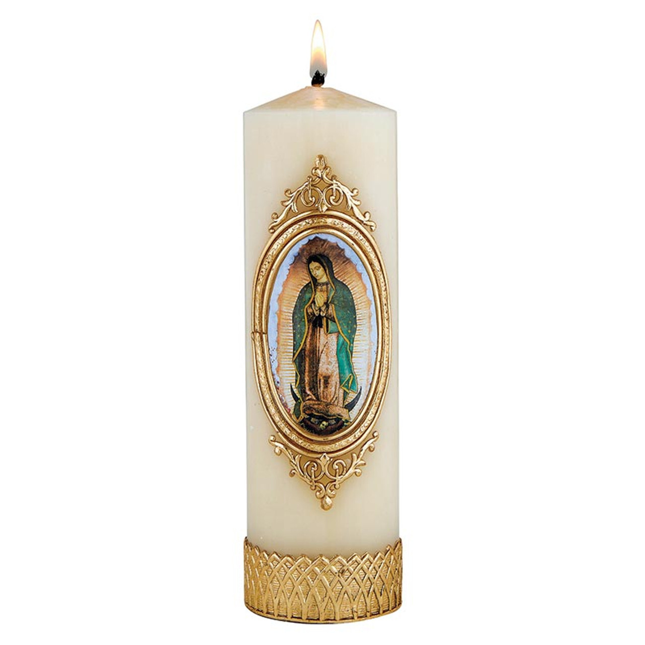 Devotional Candle Hand Decorated Candles Our Lady of Guadalupe 4-3/4 In ...