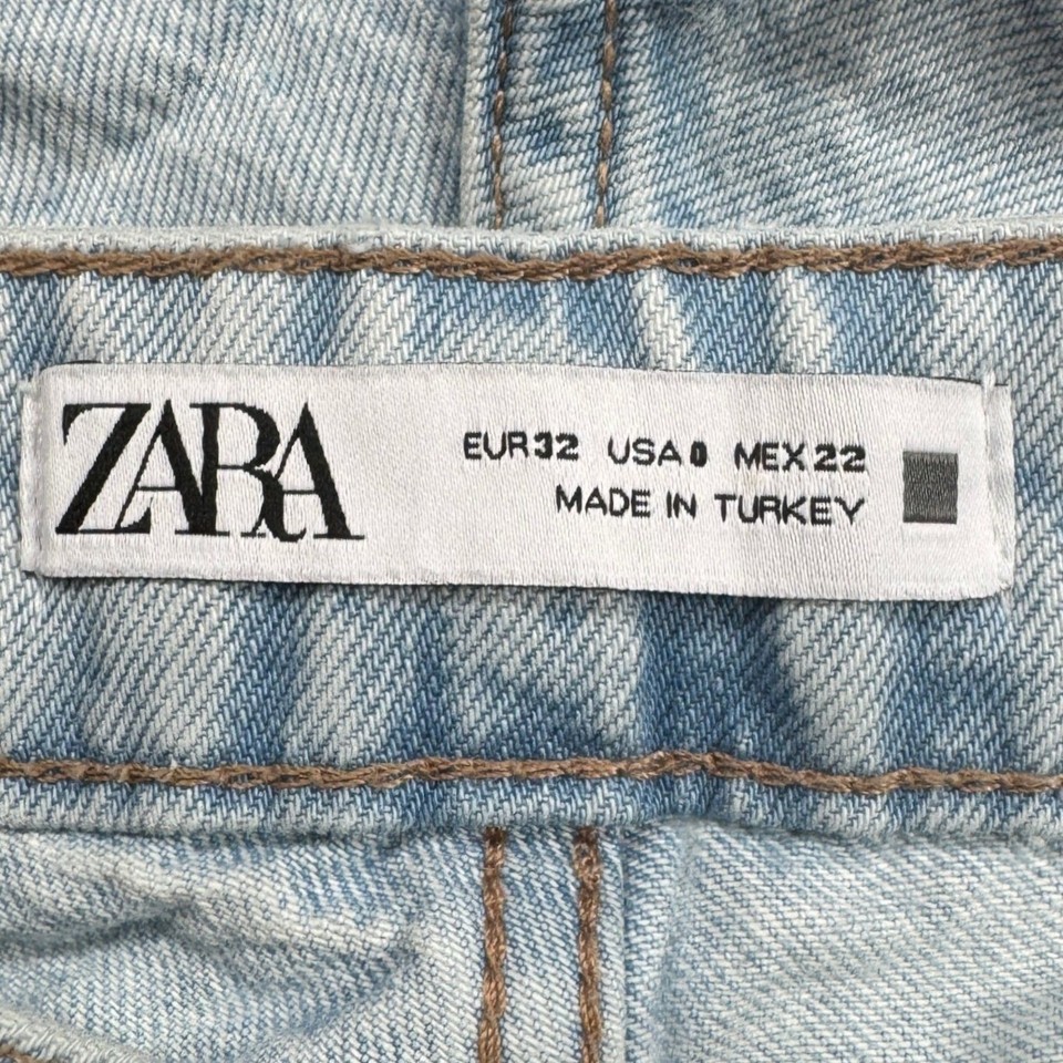 Zara Denim Shorts Womens 0 Light Blue Distressed Cut Off High Rise ...
