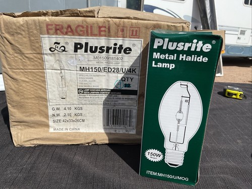 New Box Of 9 Plusrite MH150 ED28 U 4000K 150W Metal Halide Lamps Lights ...