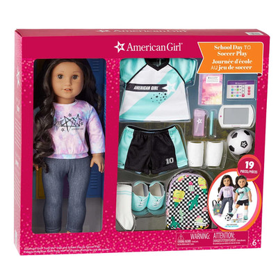 NIB American Girl Truly Me #82 18" Doll School Day to Soccer Play set ...