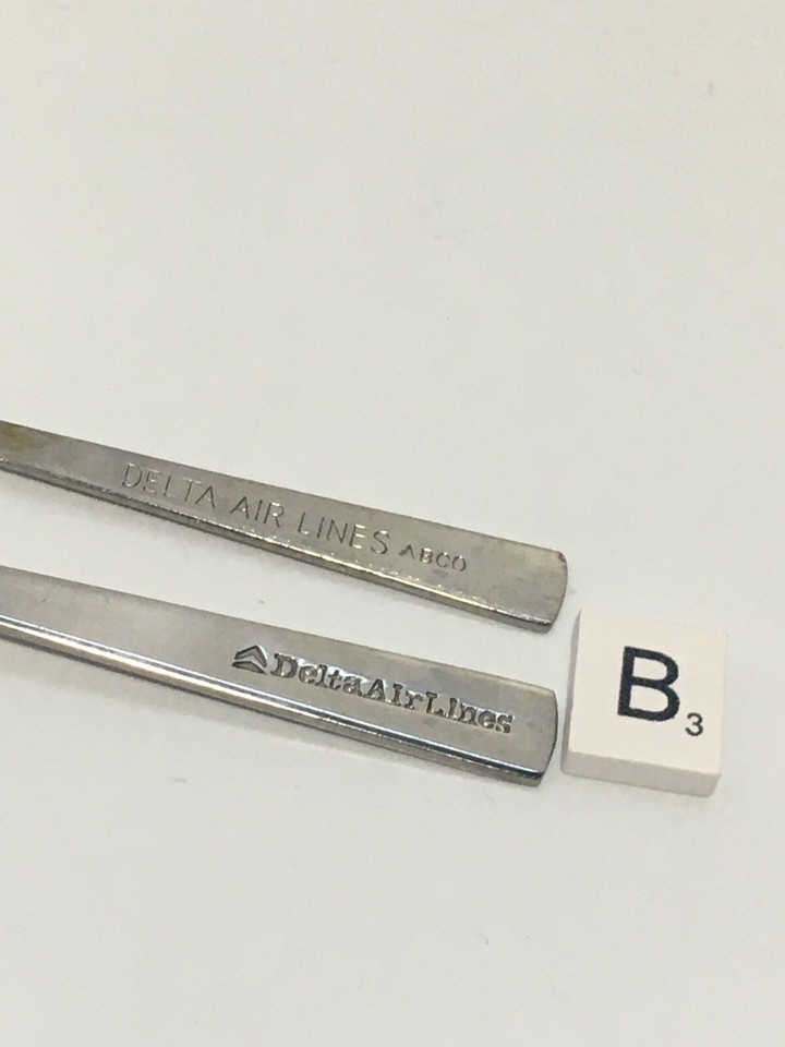 Delta Airlines 2pc “B Fork Spoon ABCO Stainless Steel Aviation Flatware ...
