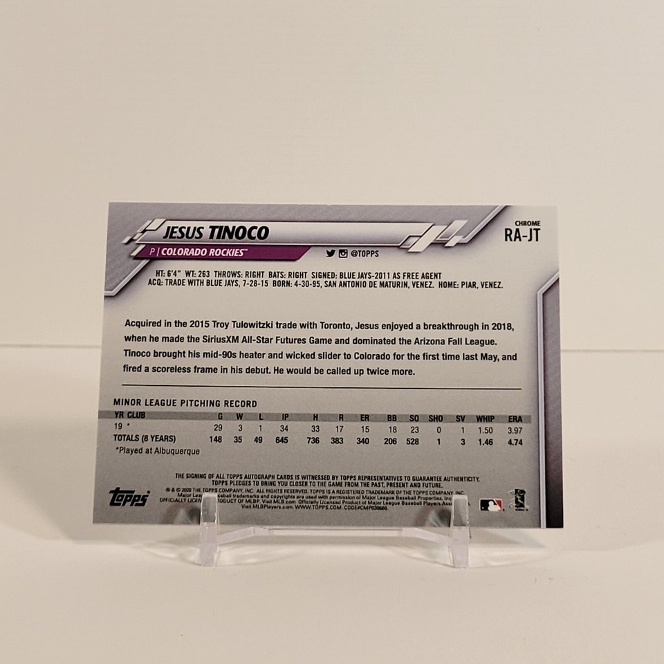 2020 Topps Chrome Jesus Tinoco On Card Base Auto | eBay