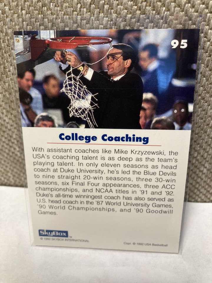Coach K 1992 Skybox #95 Rookie Card USA Dream Team Mike Krzyzewski. | eBay
