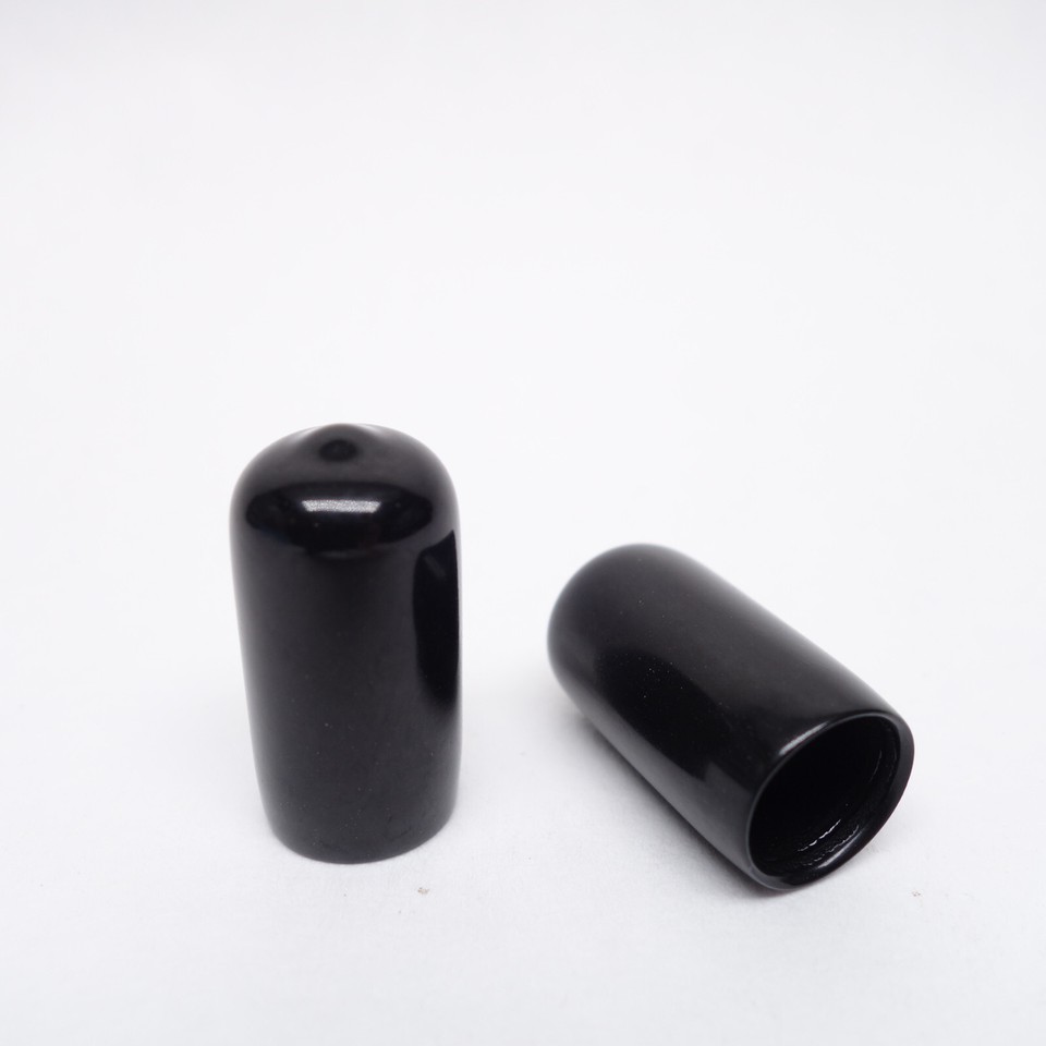 Black Vinyl Rubber Flexible Round Tube Tubing Pipe & Cover Caps-Select ...