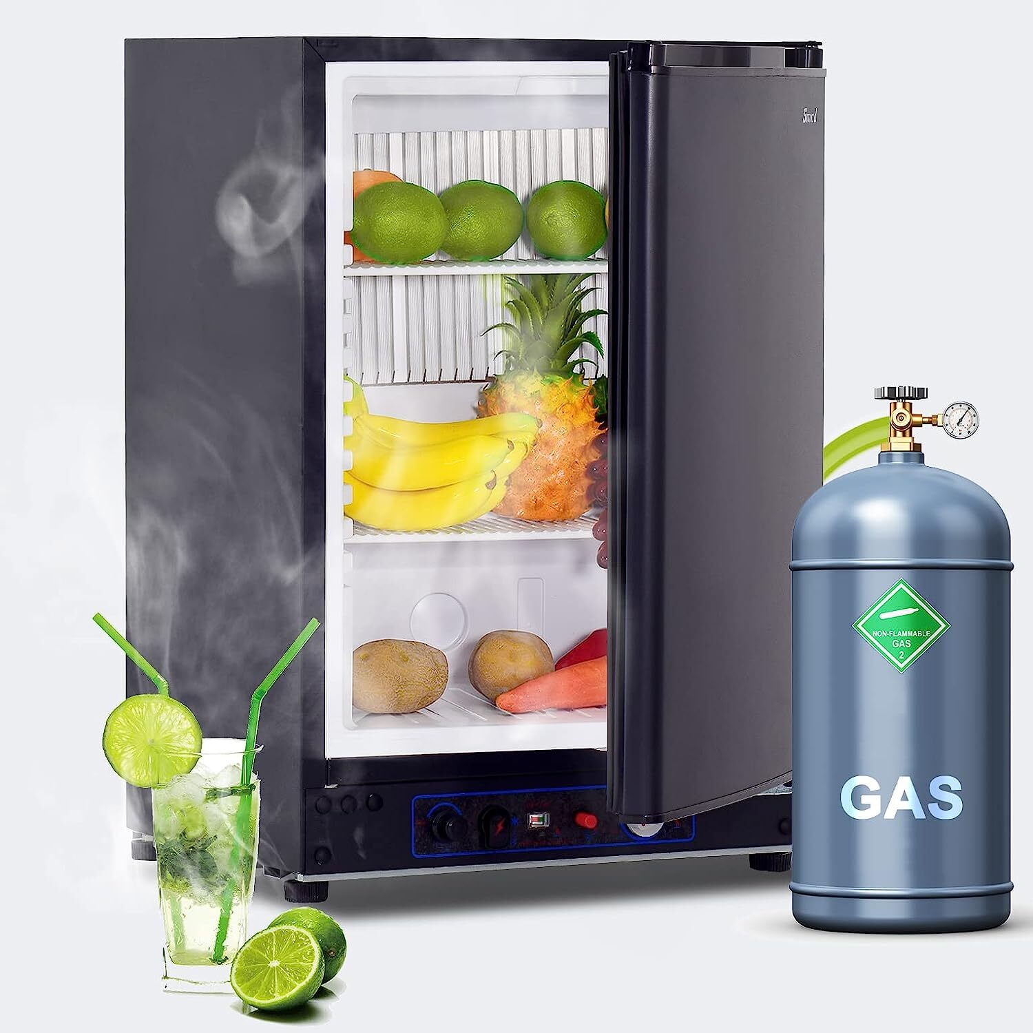 SMAD 60L Propane Gas Refrigerator LPG Cooler DC AC 3-Way Camper Cabin ...