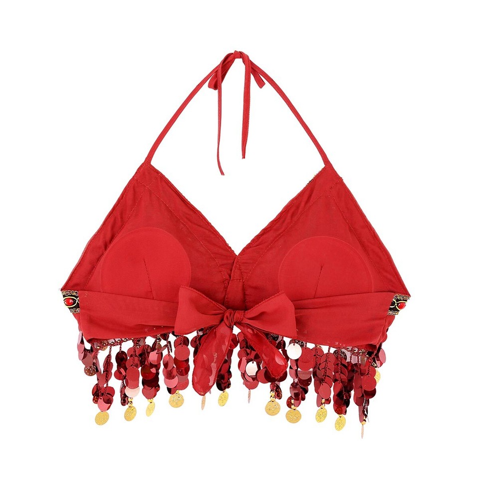 Womens Sequin Halter Salsa Belly Dance Bra Tops Party Club Wear Costume ...