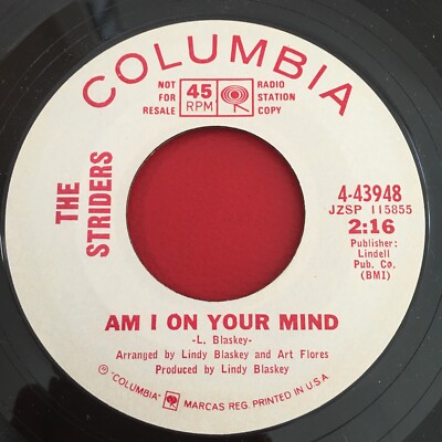EXC. The STRIDERS Promo 45 . GARAGE BAND. Am I On Your Mind . LINDY ...