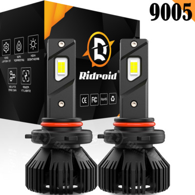 RIDROID 6000K White 9005 HB3 LED Headlight Bulb High Beam 200W 20000LM ...