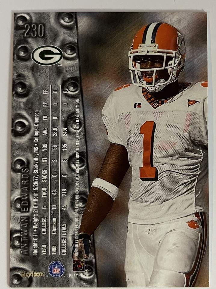 1999 Skybox Metal Universe #230 Antwan Edwards Packers Clemson NFL ...
