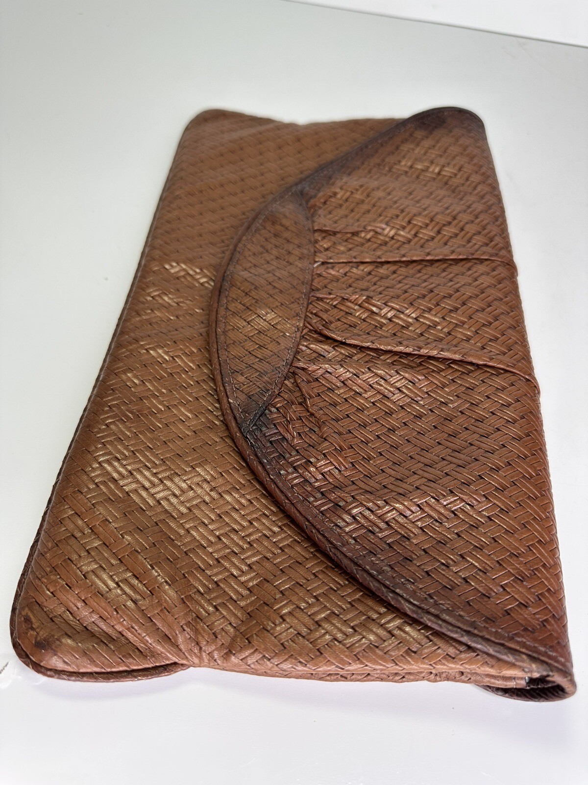 Lauren Merkin Camel Brown Soft Leather Eve Clutch Womens under arm bag ...