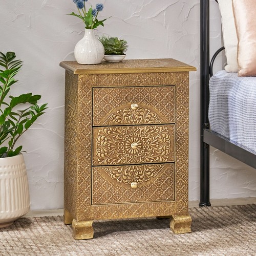 Paulding Upson Handcrafted Boho 3 Drawer Nightstand | eBay
