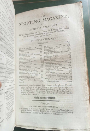 The Sporting Magazine 1795 ILLUSTRATED PLATES Foxhunting Horses Hounds ...
