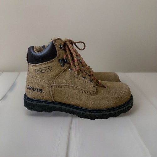 Brazos Steel Toe Safety Working Boots Leather Lace Up Oil Resistant 6B ...