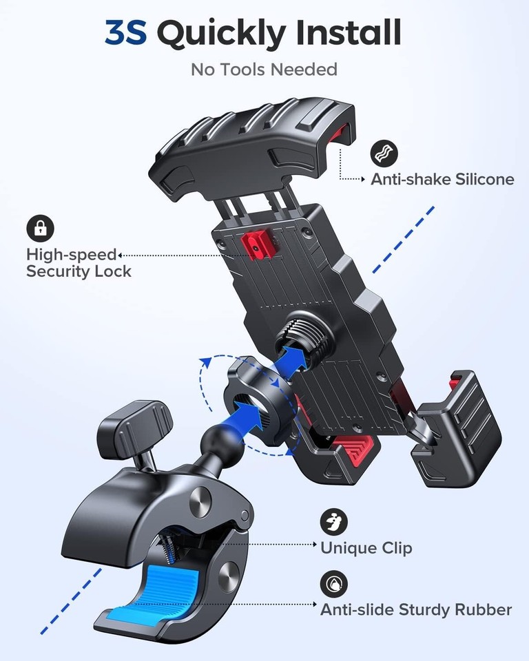 Motorcycle Phone Mount,3s Quickly Install,1 Second Automatic Lock ...