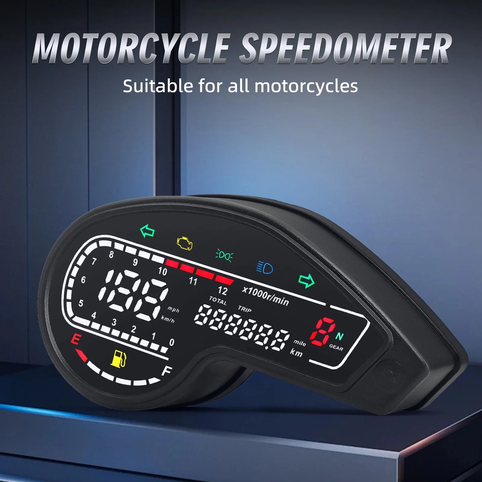Digital RPM Meter Motorcycle Speedometer RPM Tachometer Odometer Fuel ...