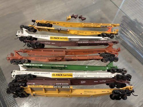 Lot Of 9 Spine Hitch Intermodal HO Cars! Crane Vintage Athearn Kadee ...