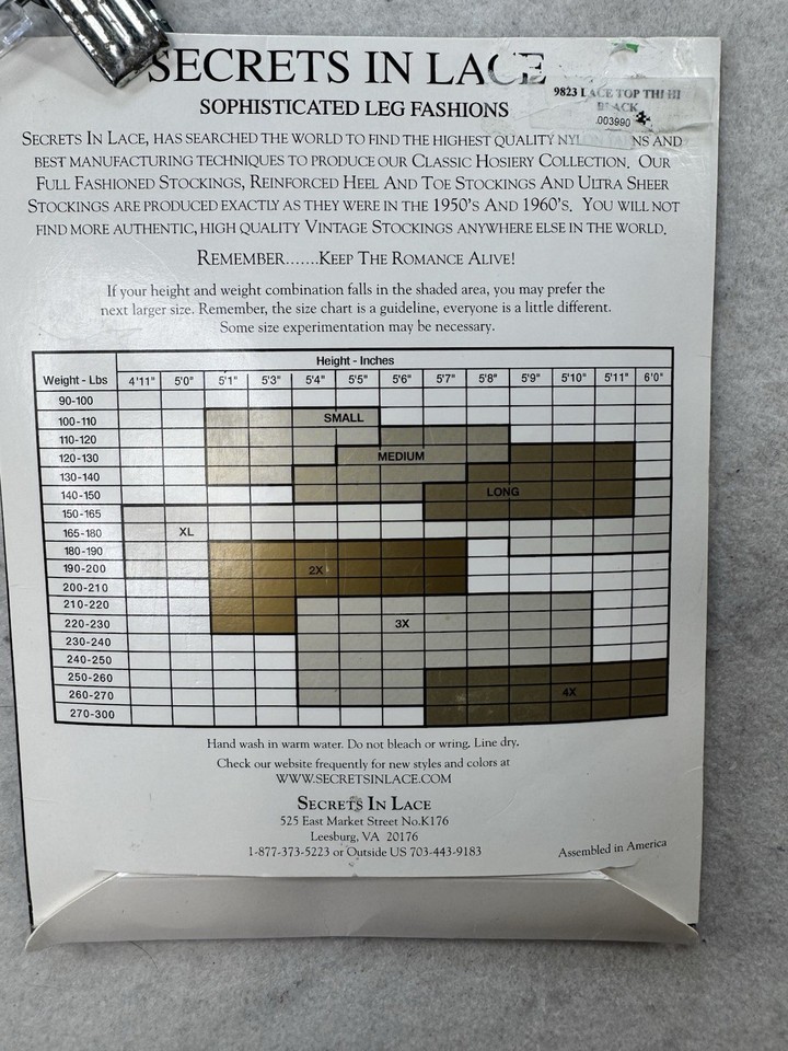 Vintage Secrets In Lace Lace Top Thi Hi Stockings Black Size Long L ...