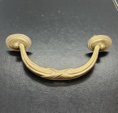 Old Drawer Drop Handle Bail Pull Solid Brass Vintage 5” Center Holes ...