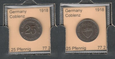 1918 GERMANY COBLENZ 25 PFENNIG NOTGELD COIN { LAMB CATALOG # 77.2 } #5 ...
