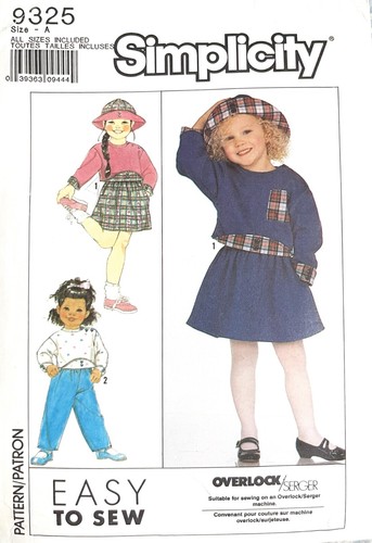 1980's Simplicity Child's Pants,Skirt,Top,Hat Pattern 9325 Size S-L ...